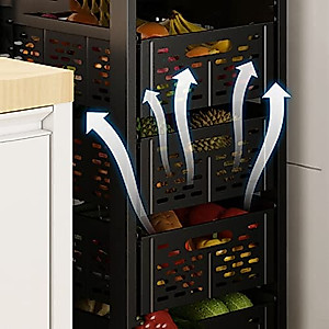 5 Tier Drawer Vegetable Shelf, Floor-Standing Stratification Breathable Household Hollow Moveable Seam Storage Rack, for Home Office