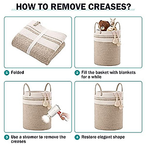 YOUDENOVA Woven Rope Laundry Hamper Basket, 58L Tall Laundry Basket for Blanket Organizer- Clothes Hamper for Bedroom Storage, Baby Kids Nursery Hamper-Large-Brown