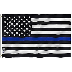 Anley Fly Breeze 3x5 Foot Thin Blue Line USA Flag - Vivid Color and Fade Proof - Canvas Header and Double Stitched - Honoring Law Enforcement Officers Flags Polyester with Brass Grommets