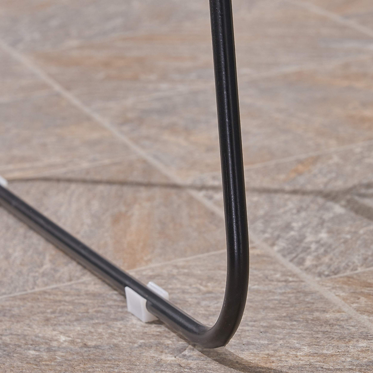 GDFStudio Outdoor Counter Stools, 26" Seats, Modern, Geometric, Black Iron Frames with Ivory Cushion (Set of 4)