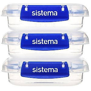 Sistema KLIP IT PLUS Food Storage Containers, 180 ml, 3 Piece Airtight Containers Set, Leak-Proof Seal, Easy Locking Clips, BPA-Free