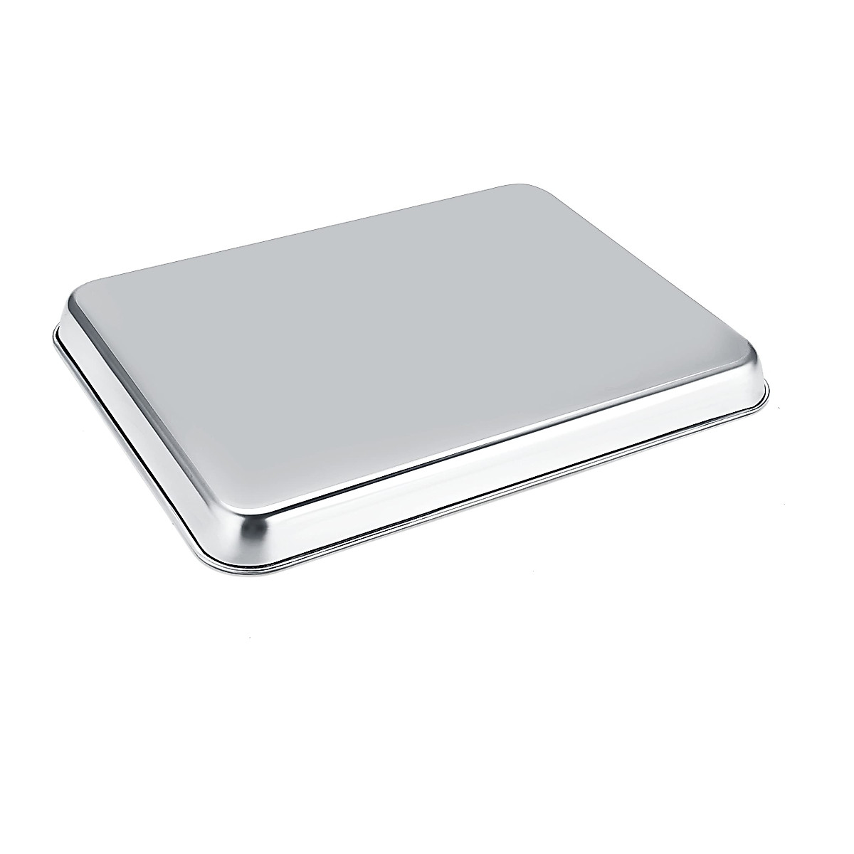 HOHUNGF, Stainless Steel Baking Sheets, Cookie Sheets,Toaster Oven Tray Pan & Rectangle Size 12.5x9.8x1 inch, Non Toxic & Healthy, Superior Mirror Finish & Dishwasher Safe, Silver, 12.5inch