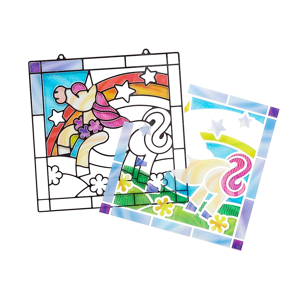 Melissa & Doug Stained Glass Made Easy Craft Kit - Unicorn - Kids Sticker Stained Glass Craft Kit; Unicorn Crafts For Kids Ages 5+
