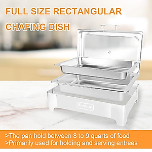 Chafing Dish Buffet Set,Rectangular Chafing Dish with Glass Top, Soft-Close Lid,Chafer for Catering Buffet Servers and Warmers