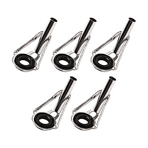 uxcell 5pcs Fishing Rod Tip Repair Kit 0.118" Dia Fishing Rod Guides Eyelets Repair Kit Metal Rod Tip Guide Rings Replacement Silver Tone Black