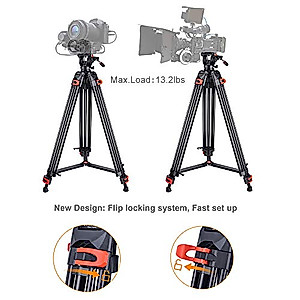 Heavy Duty Tripod Professional Video Tripod Aluminium 72inch with 360 Degree Fluid Head for Canon Nikon DSLR Camcorder Cameras