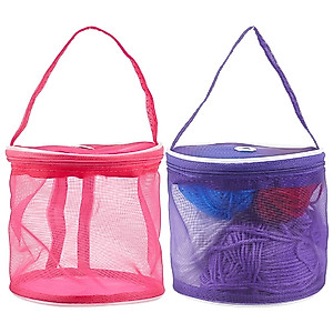 FREEBLOSS 2 Pack Yarn Storage Bag Mesh Holder Yarn Storage Organizer Portable Crochet Knitting Bag Empty Yarn Storage Bags Yarn Holder for Carry Crochet Hooks Sewing Accessories Storage Tote Bag