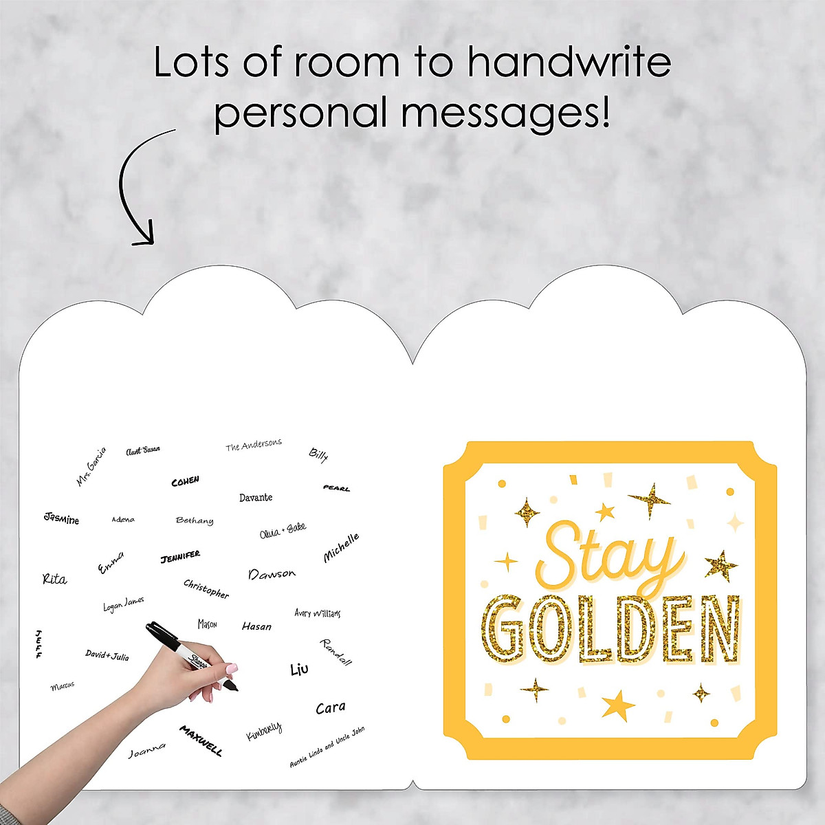 Big Dot of Happiness Golden Birthday - Happy Birthday Giant Greeting Card - Big Shaped Jumborific Card - 16.5 x 22 inches