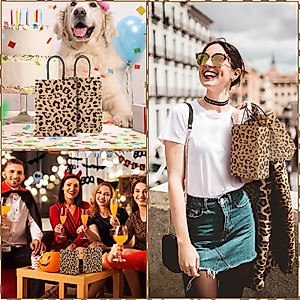 Tinlade Leopard Print Goodies Bags Animal Print Party Bags Paper Jungle Safari Party Favors for Kids Wild Life Animal Birthday Baby Shower Party Supplies (16 Pcs)