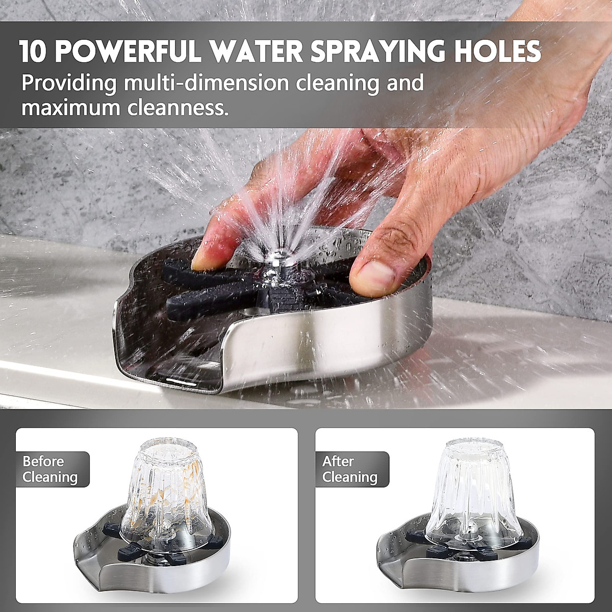 Hanbuluo Heavy Duty Glass Cleaner for Sink, Large Diameter Cup Rinser for Sink,Stainless Steel Sink Cup Washer,Baby Bottle Washer,Automatic Cleaner Sink Attachment