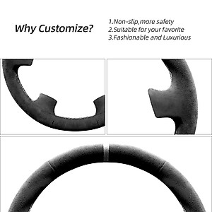 Alfanxi Hand Stitch Sewing Italy Alcantara Car Steering Wheel Cover Wrap for Toyota Land Cruiser/Tacoma/4Runner/Hilux/Sienna (White Thread)