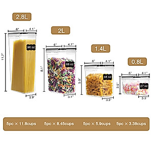 GoMaihe Food Storage Containers 20-Piece, Plastic Food Storage Containers with lids Airtight, Cereal Containers Storage set Suitable for Food, Cereal, Kitchen Pantry Organization and Storage, Black