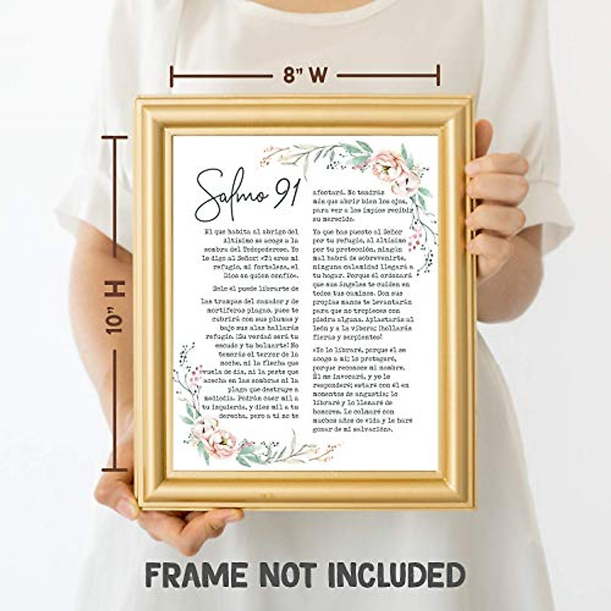 Salmo 91 En Espanol Wall Decor - Psalm 91 Cuadro - Christian Wall Decor In Spanish - 8x10 - Unframed