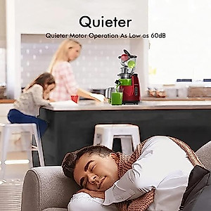 Hervigour Slow Masticating Juicer Machine, 3.2" Wide Chute Cold Press Juice Extraction for Fruits and Vegetables, BPA-Free and Easy to Clean, Perfect Celery Juicer - Red