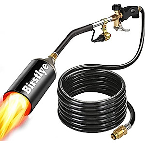 Propane Torch Weed Burner,Blow Torch,High Output 500,000 BTU,Flamethrower with Turbo Trigger Push Button Igniter and 9.8 FT Hose,for burning weeds,Roof Asphalt, ice snow,Road Marking,Charcoal