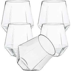 24 count Diamond Unbreakable Stemless Plastic Wine Champagne Glasses Disposable Shatterproof BPA-Free Wine Glasses Indoor Outdoor Ideal for Home Office Bars, Wedding 12 Ounce Cup (Clear)
