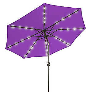 Trademark Innovations Deluxe Solar Powered LED Lighted Patio Umbrella - 9' - (Purple)