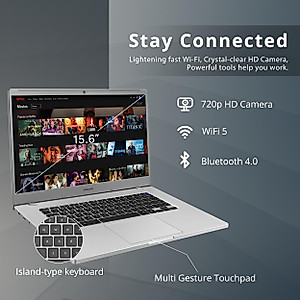 Samsung 4+ Chromebook Laptop, 15.6" FHD LED Display, Intel Celeron N4000, 4GB RAM, 64GB eMMC, HD Webcam, Wi-Fi 5, Bluetooth, Chrome OS, Platinum Titan, 32GB Hotface USB Card