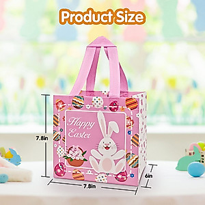 M-Sorflly Easter Bags（9Pcs）- Easter Gift Bags for Kids with Handles, Small Easter Egg Hunt Bags, Reusable Non-Woven Bunny Tote Bags for Easter Treat, Game & Party Supplies Size 8 * 8 * 6inches