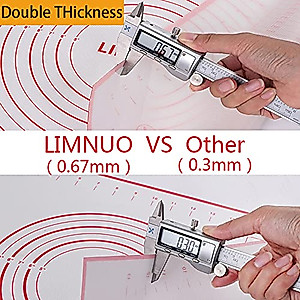 Silicone Pastry Mat Extra Thick Non Stick Baking Mat, Fondant Mat,Counter Mat,Dough Rolling Mat, Oven Liner, Pie Crust Mat (16''(W)*20''(L), Red)