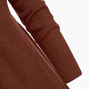 Aniywn Women Asymmetric Hem Hoodies Plus Size Vintage Cloak High Low Sweater Coat Loose Knitted Ribbed Blouse Tops Coffee