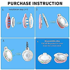 WOOPIT Airtag Holder for Kids Hidden,AirTag Waterproof Holder,6 Pack Air Tag. Holder Kids,Kids Airtag Tracker Case with Pin is,Suitable for Children Elderly, Backpack,Luggage (Black+White+Pink)