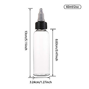 FEOOWV 24Pcs 2oz/60ml Plastic Squeeze Dispensing Bottles with Black Twist Cap, Multi Purpose Bottle for Crafts, Art, Glue, Liquid，Kitchen,Household