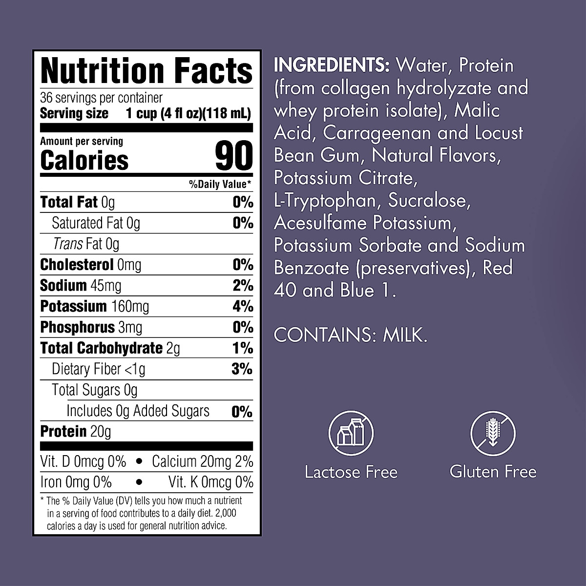 Medtrition High Protein Sugar Free Gelatin |Gelatein Grape| 12 Servings