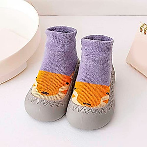 Lykmera Autumn Winter Comfortable Baby Toddler Shoes Cartoon Shape Children Cotton Warm Breathable Non Slip Floor Shoes (Purple, 12-15Months)