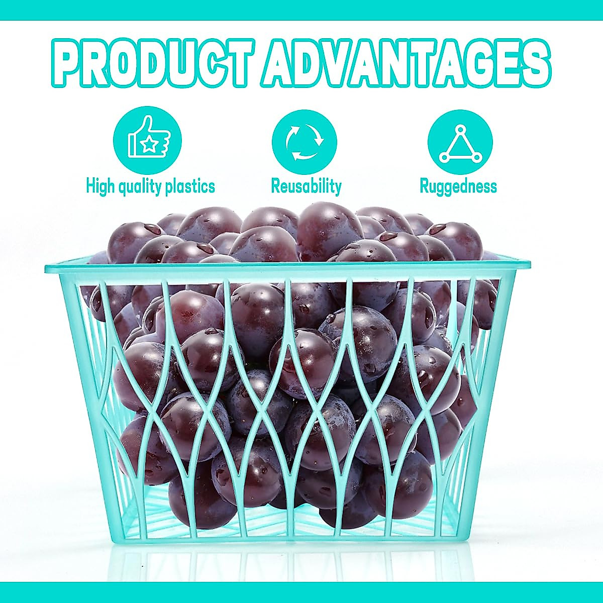 Esamploe 80 Pcs Berry Basket,Fruit Storage Containers for Fridge,Pint Sized Fruit Basket,Portable Plastic Berry Baskets,Cutout Design Berry Baskets for Fridge,Living Room,Farm and Crafts