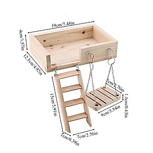HEEPDD 3Pcs Wooden Hamster Crawling Ladder Funny Swing Toys Set Small Animal Toy Cage Accessories for Gerbil Rat Chinchillas Guinea Pig Squirrel