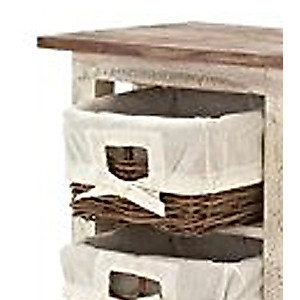 Deco 79 Wood 6 Baskets and 2 Doors Storage Unit, 16" x 11" x 50", White