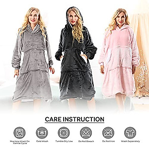 Uttermara Knit Weighted Blanket 10 Pounds 50x60 Inches, Weighted Blankets Knitted, Grey + Blanket Hoodie Women and Men with Giant Front Pocket Elastic Sleeve, Gray