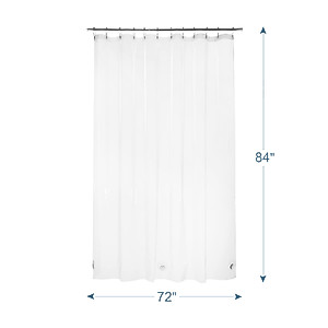 AmazerBath Heavy Duty Shower Curtain Liner 12 Gauge, 72 x 84 Inches Clear Shower Curtain Liner with 3 Clear Stones and 12 Grommet Holes, Weighted Plastic Shower Curtain Liner