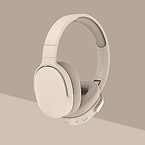 YOZUMD Wireless Headset HiFi Foldable Intelligent Noise Reduction Over-Ear Headphone,Ergonomic Bluetooth-Compatible 5.1 Stereo Bluetooth Headphone for Sports Gaming Beige