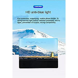 DKE&YMQ 12-Inch Phone Screen Magnifier with Speaker and Foldable Stand Hd 3D Screen Magnifier, Smart Phone Screen Magnifier for Movies/Video/Games