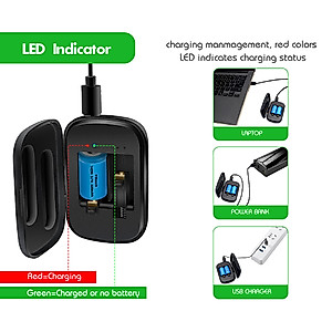 TOPUSSE Rechargeable 3.7v 14250 Battery with Charger, 4 Pack Lithium Ion 1/2 AA Size Batteries Can Replace 3.6 Volt LS 14250, ER14250, 3v CR14250 Battery for Laser