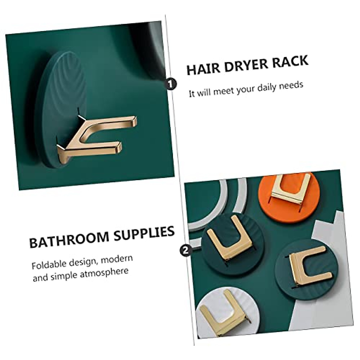 Yardwe 2pcs Hair Dryer Holder Decorative Shelf Brackets Decorating Tools Wall Bracket Hair Care Tools Holder Hair Dryer Wall Self Wall Mount Broom Holder Hair Dryer Rack Bathroom Supplies