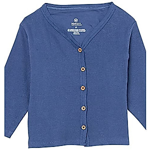 HonestBaby Girls 2-Piece Organic Cotton Dress and Cardigan Set, Dip Dye Pink and Navy, Newborn