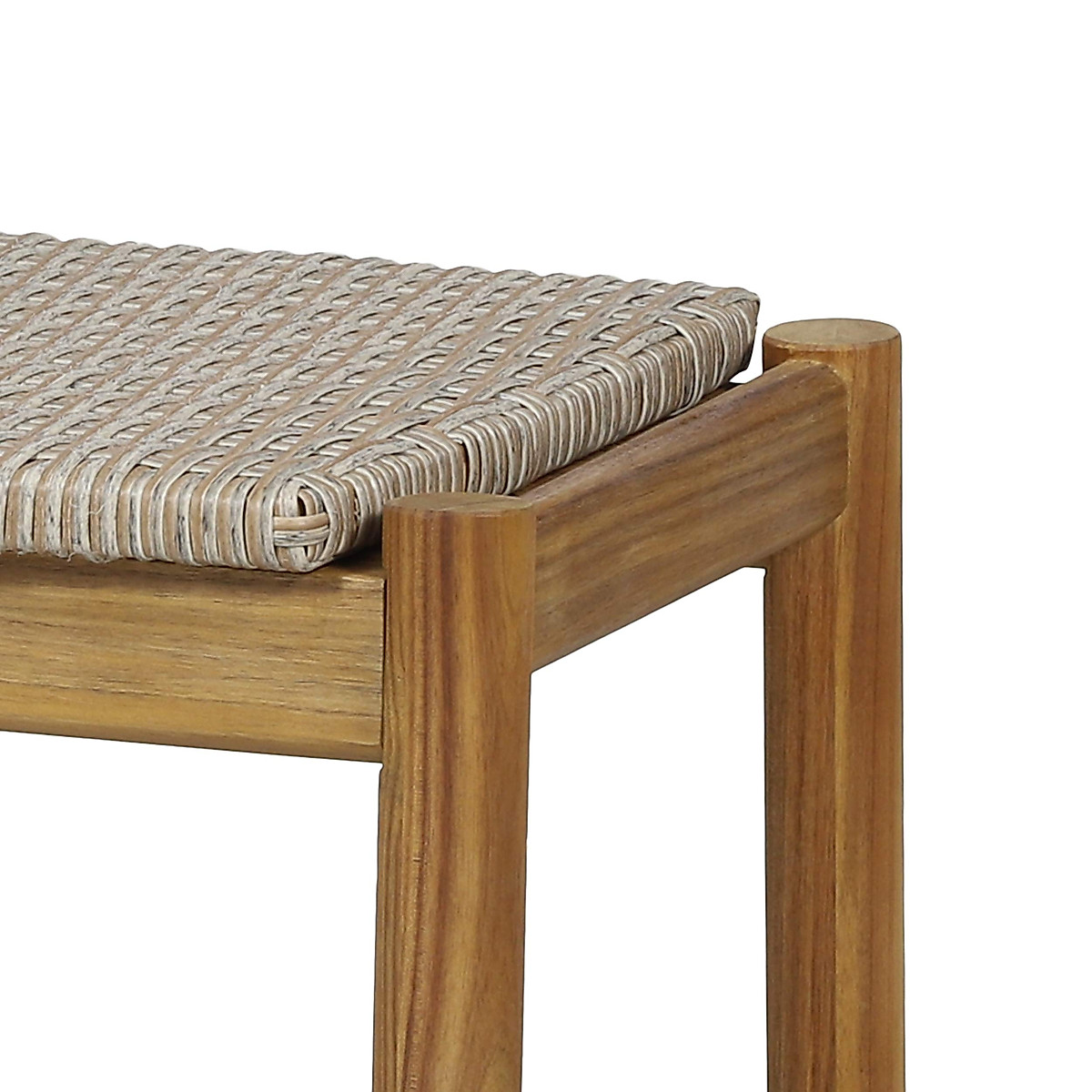 Christopher Knight Home Phoebe Outdoor 3 Seater Wicker Bench, Teak Finish, Light Gray