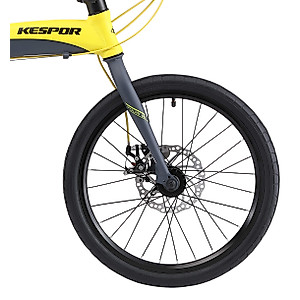 KESPOR Thunderbolt D8 Folding Bike for Adults, 20-inch Wheels, Rear Carry Rack, Shimano 8 Speed Alloy Easy Folding, Disc Brake (Yellow)