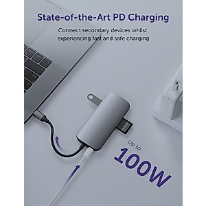 USB C Hub-9 in 1 Portable Space Aluminum Dongle with 4K HDMI, 100W PD Charging, Card Reader, 1000Mbps Ethernet Port for MacBook Air/Pro and More