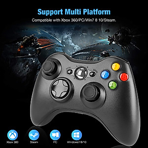 Y Team Wired Controller for Xbox 360, Wired Game Controller Gamepad Joystick USB for Xbox 360/Xbox 360 Slim/PC/Windows 7 8 10 11 with Dual Vibration (Black)