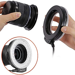 Digital Nc 48 Macro LED Ring Light & Ring Flash with LCD Display Compatible with Nikon, Canon, Sony, Panasonic, Leica, Fujifilm, Pentax & Olympus DSLR's