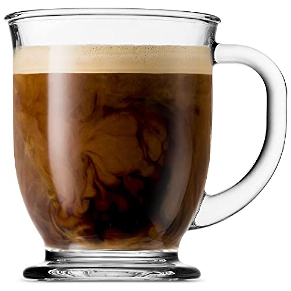 Godinger Coffee Mug Set, Glass Coffee Mugs Cups with Handle for Hot Beverages, Tea Cups Large Mug Coffee Gifts - 15oz, Set of 4