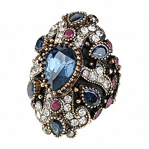 BiLiBiLi Jewelry Vintage Wedding Rings For Women Crystal Antique Gold Plated Party Cocktail Ring (9)