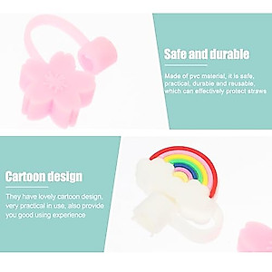 Kichvoe Silicone Straws Reusable Straws 8pcs Silicone Straw Tips Cover Reusable Straw Topper Cute Straw Caps Straws Plugs For 6-8 mm Straws- Mixed style Silicone Straw Tips Silicone Straws Reusable