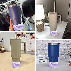 Atersala 2Pcs Silicone Cup Boot For Stanley Adventure Quencher Iceflow 20/30/40oz Tumbler With Handle,BPA-Free Protective Cover For Bottom Diameter 7.5cm/2.95in Travel Mug Bottle-Purple&White