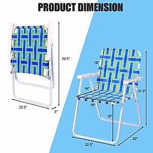 ARLIME 6 PCS Folding Lawn Chairs Set, Portable Outdoor Patio Chairs w/Stable Metal Frame & Armrests, Webbed Folding Beach Chairs Set for Lawn Patio Garden Backyard (Blue)