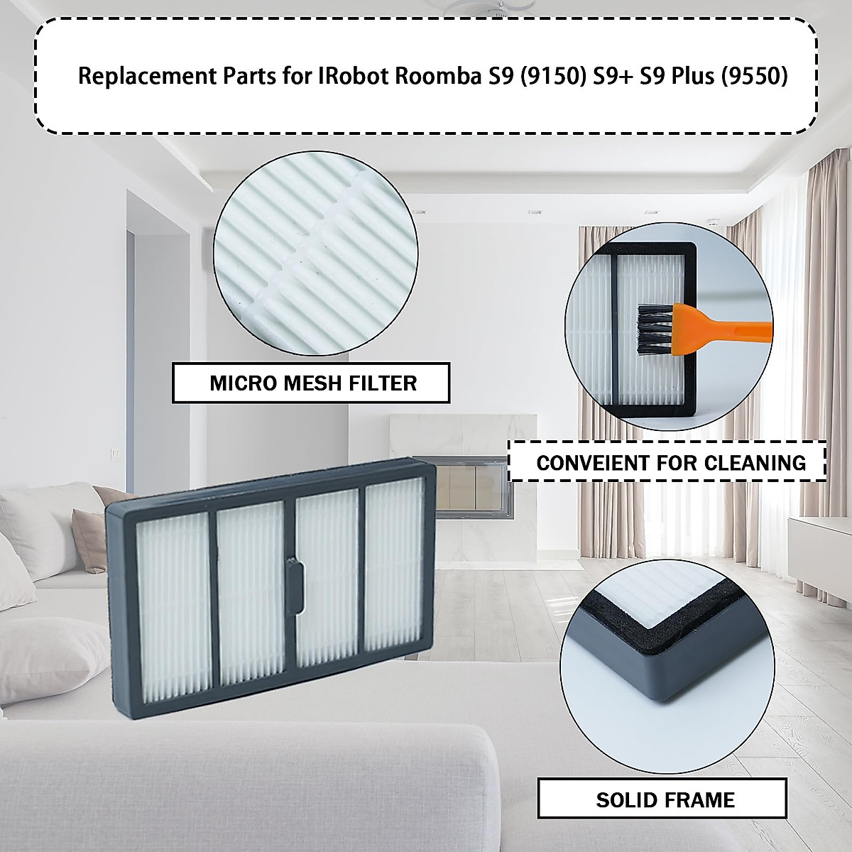 Replacement Parts for iRobot Roomba s9 (9150) s9+ s9 Plus (9550) s Series Robot Vacuum Cleaner Accessory Kit